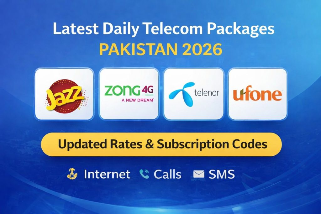 Pakistan Telecom Daily Packages 2026—Latest Jazz, Zong, Telenor & Ufone ...